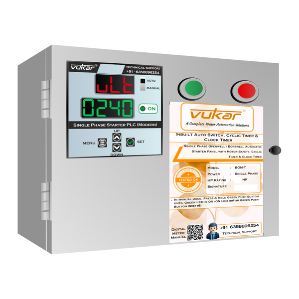 Single Phase Borewell / Openwell Starter Panel with Clock Timer – VUKAR