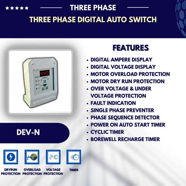 Three Phase Digital Auto Switch and Motor Protection Device – VUKAR